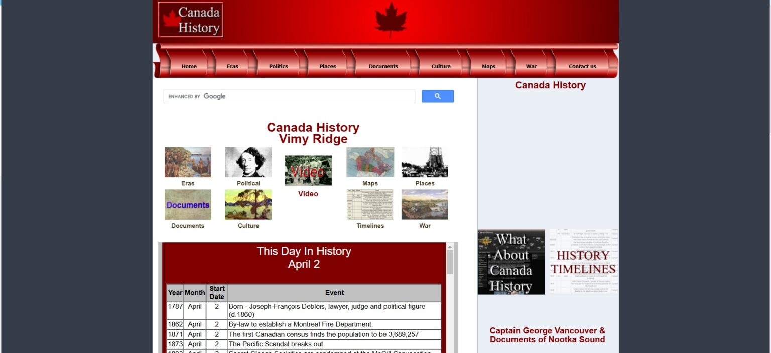 Websites - Canada History Society